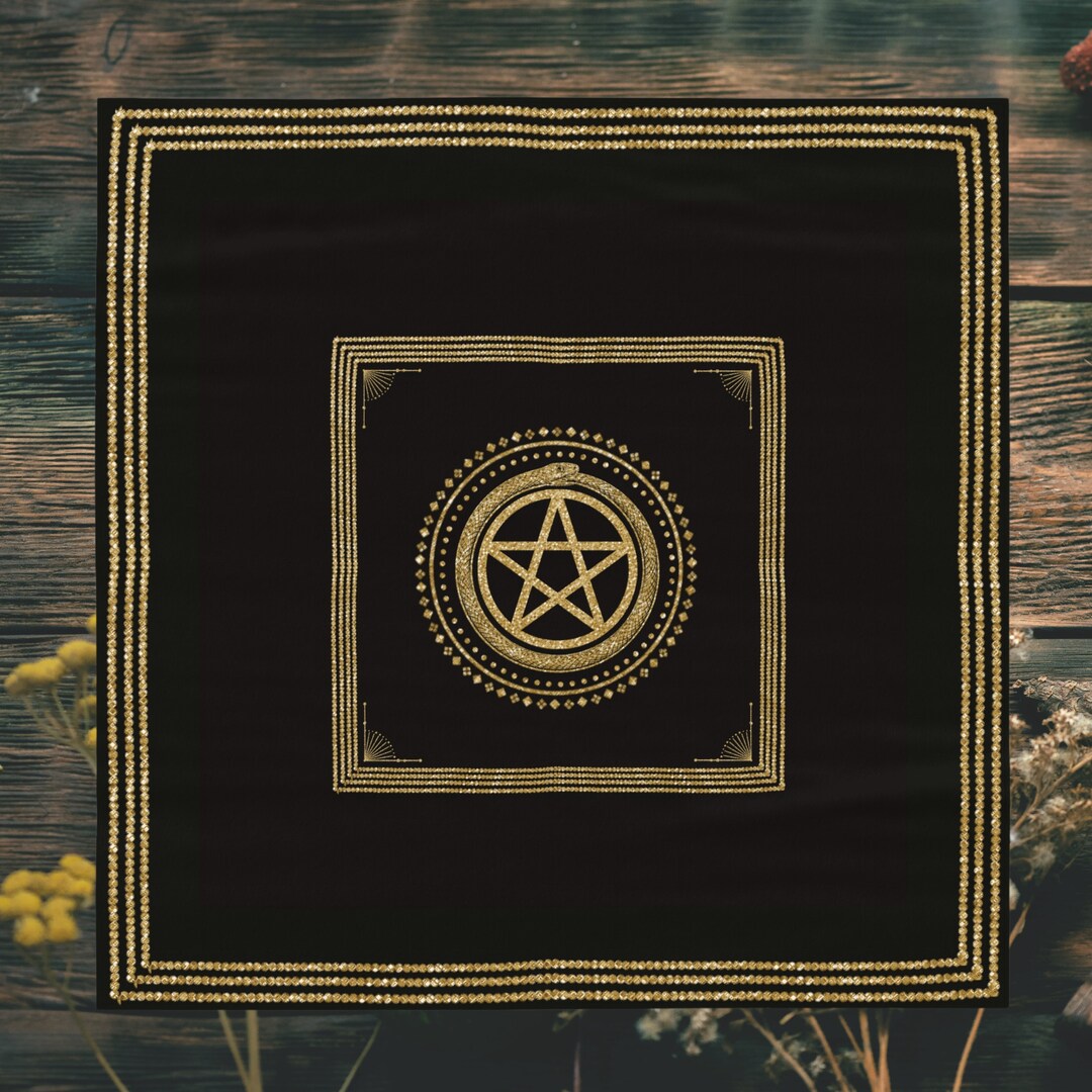 Altar Cloth, Pentagram Altar Cloth With Ouroboros, Divination Tools ...