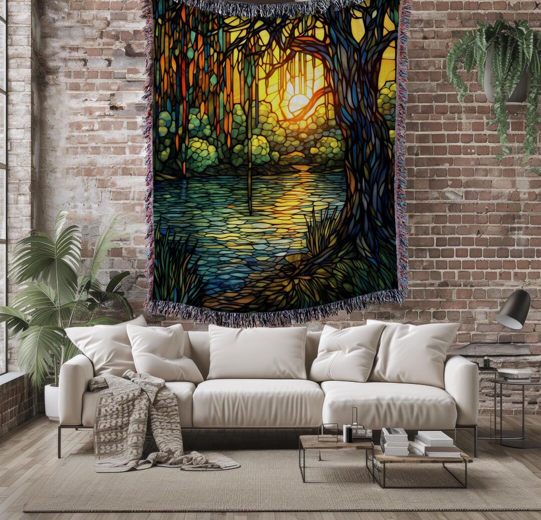 Weeping Willow Heirloom Woven Throw Blanket/jacquard Tapestry Wall ...