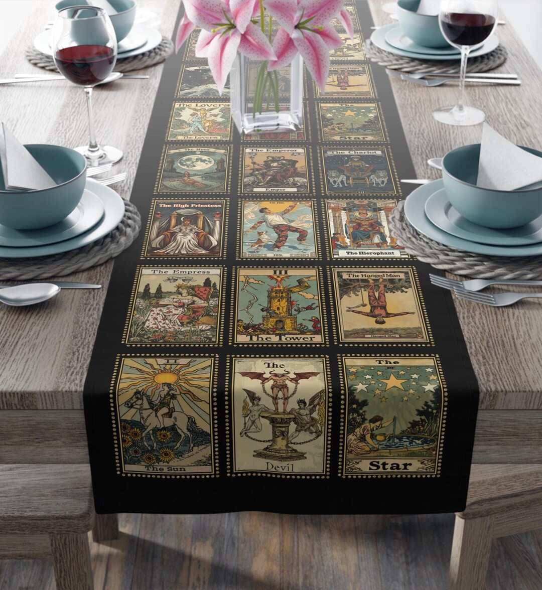 Tarot Cards Table Runner - Witchy Table Decor, Altar Cloth, Divination ...