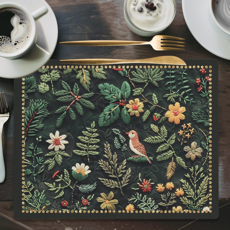 Forest Nature Placemat, Eco-friendly Table Decor 100% Cotton, Faux ...
