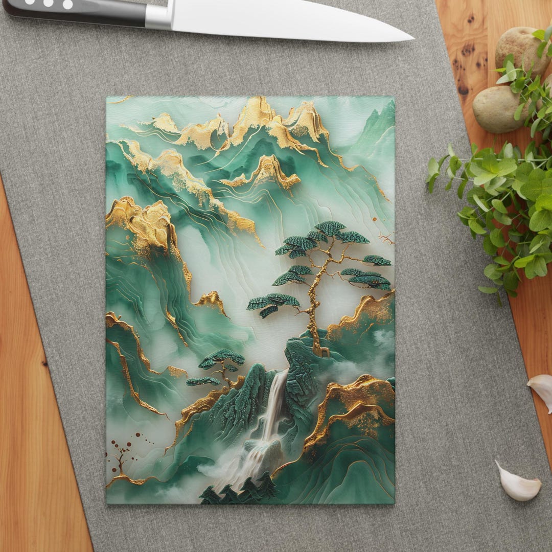 Jade Tree of Life Charcuterie Board/glass Cutting Board/serving Board ...