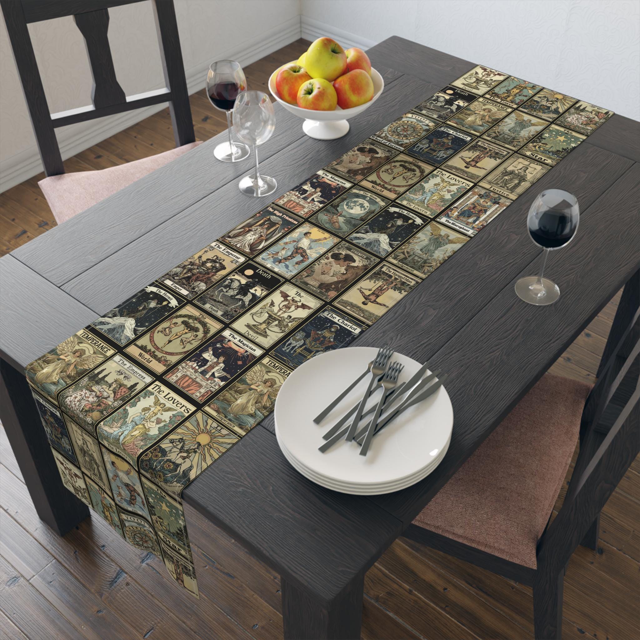 Mystic Tarot Cards Table Runner, Kitchen Table Decor, Cotton or Poly ...