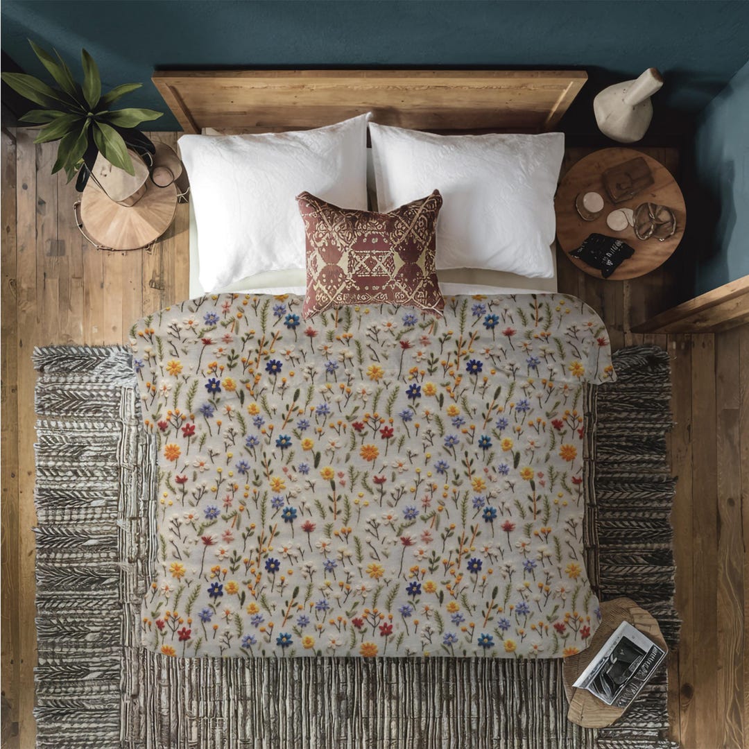 Boho Wildflowers Comforter, Aesthetic Room Decor, Floral Decor Bedding ...