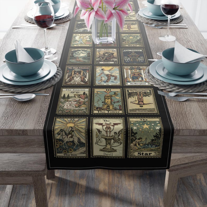 Tarot Cards Table Runner - Witchy Table Decor, Altar Cloth, Divination ...