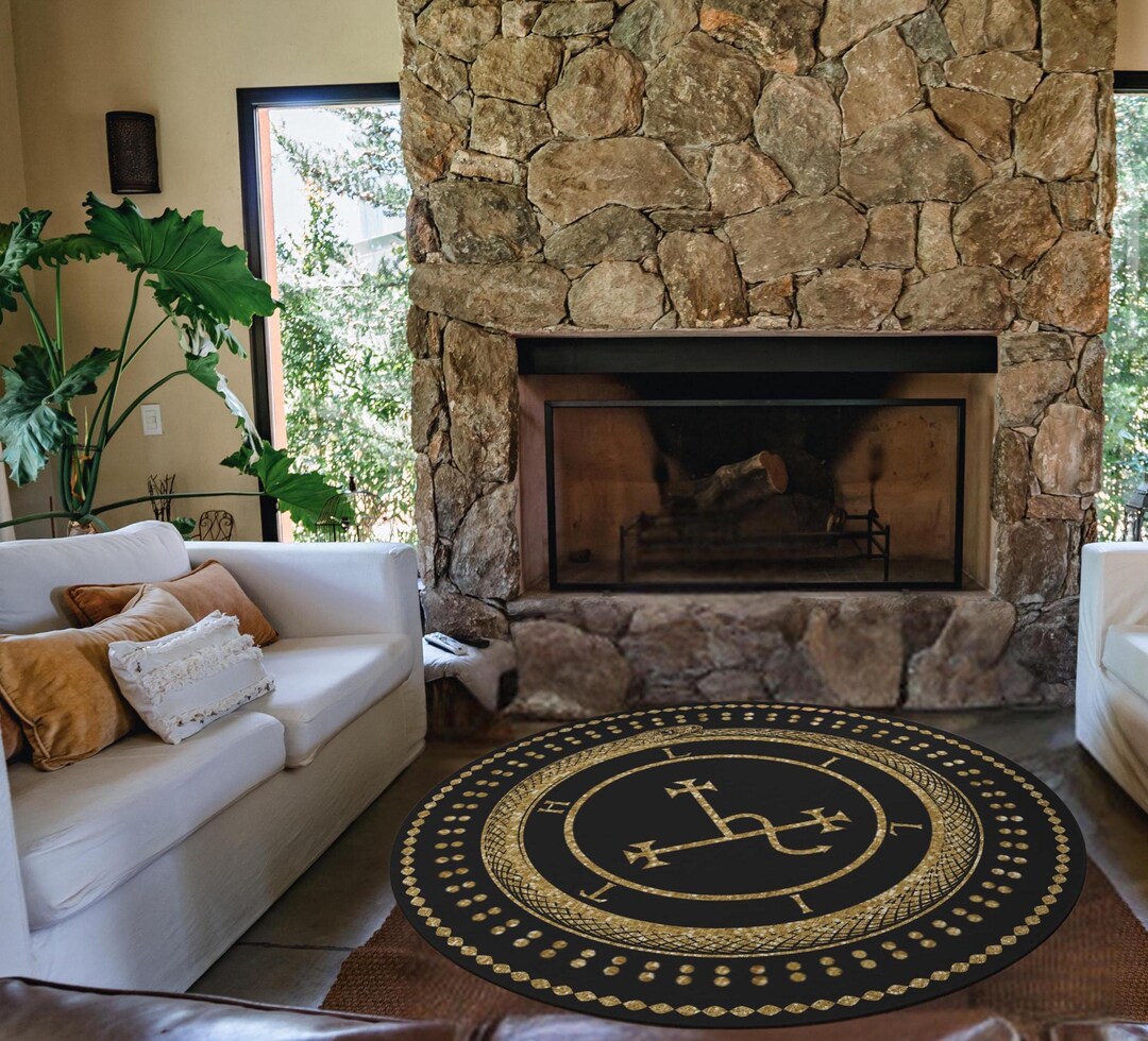 Lilith Sigil Round Rug With Ouroboros, Custom Rugs for Living Room ...