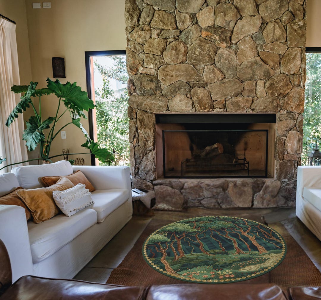 Forest Rug, Round Rugs for Living Room, Rugs for Bedroom, Custom Rugs ...