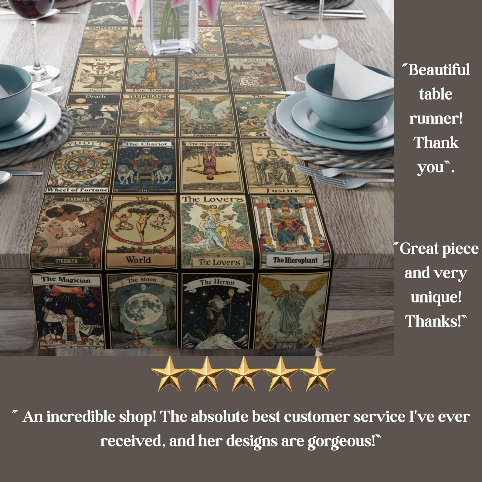 Mystic Tarot Cards Table Runner, Kitchen Table Decor, Cotton or Poly ...