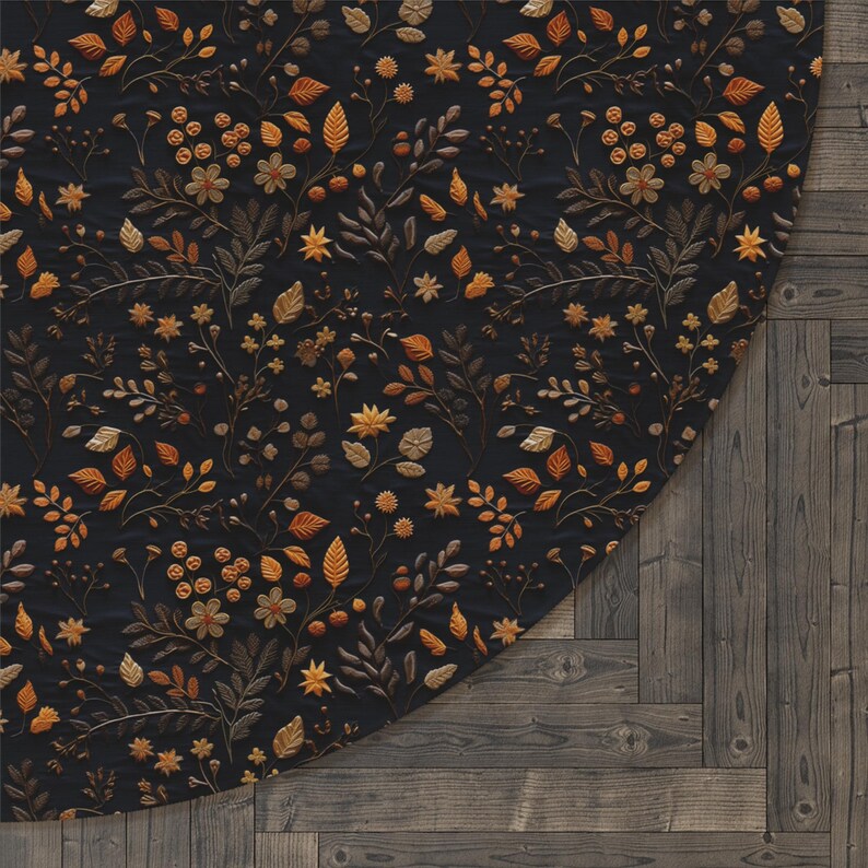 Wildflower Round Rug for Living Room, Dark Cottagecore Rug for Bedroom ...