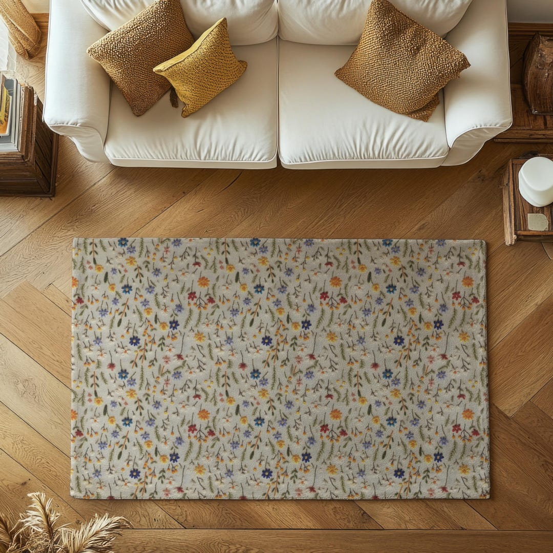 Wildflowers Rug - Boho Home Decor, Area Rug for Living Room or Bedroom ...