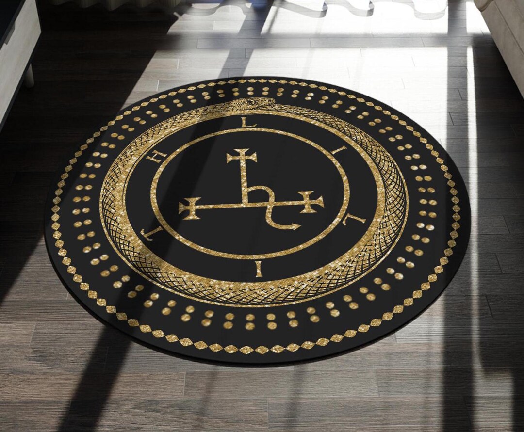 Lilith Sigil Round Rug With Ouroboros, Custom Rugs for Living Room ...