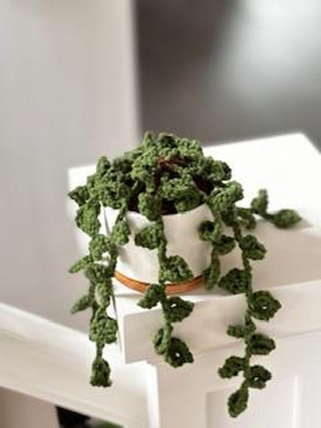 NEW Crocheted Houseplant Small Leaf, Vine, Dark Green - Etsy
