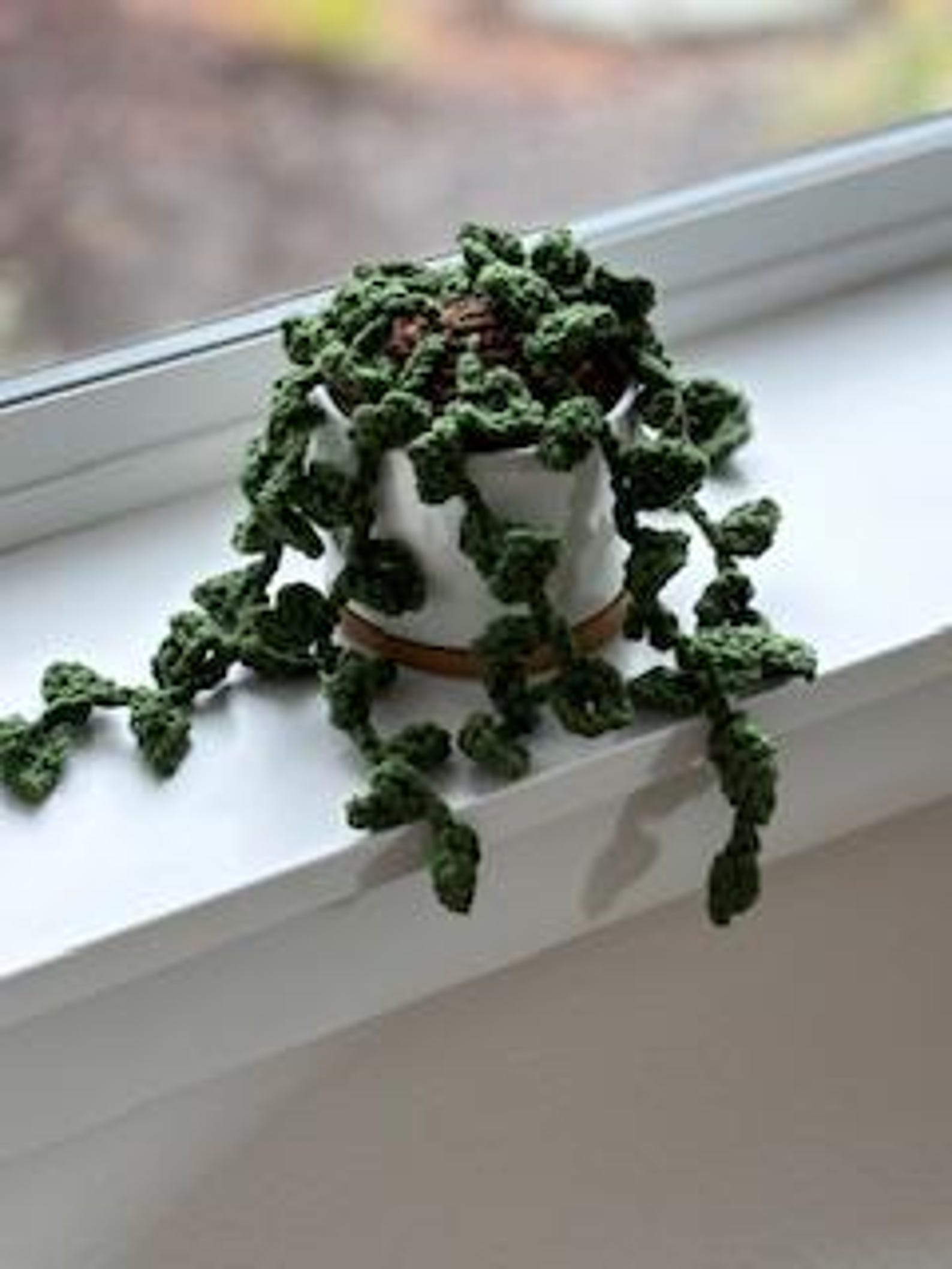 NEW Crocheted Houseplant Small Leaf, Vine, Dark Green - Etsy