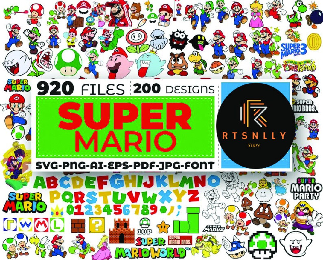 Super Mario Bundle Svg, Mario Family Svg, Mario Svg Cut Files for ...