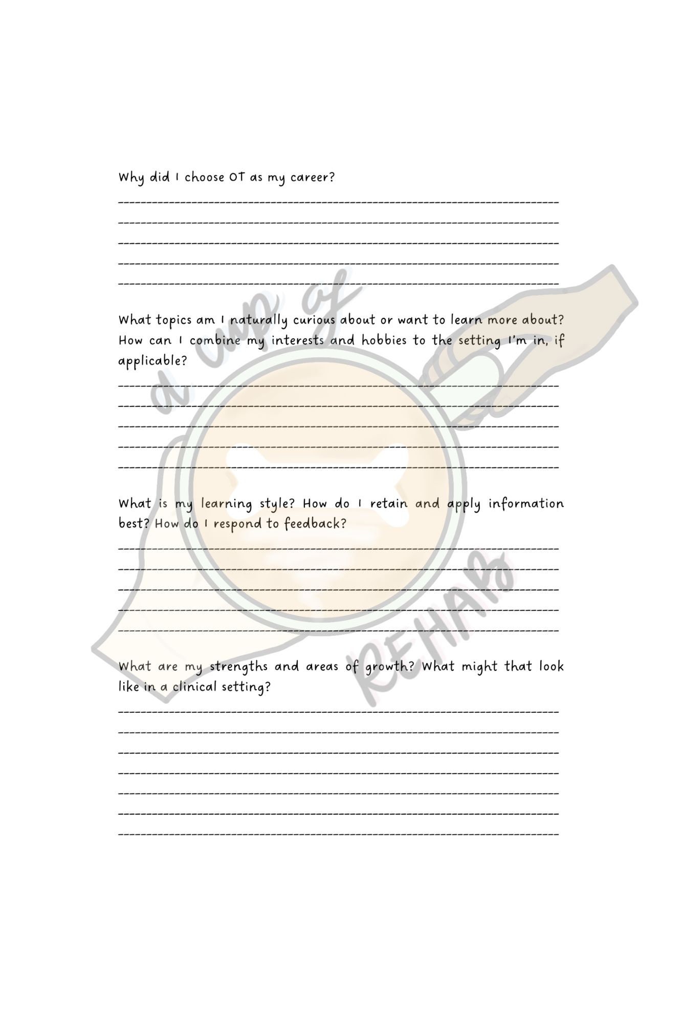 Occupational Therapy Spiral Bound Journal (142 Pages): Fieldwork ...