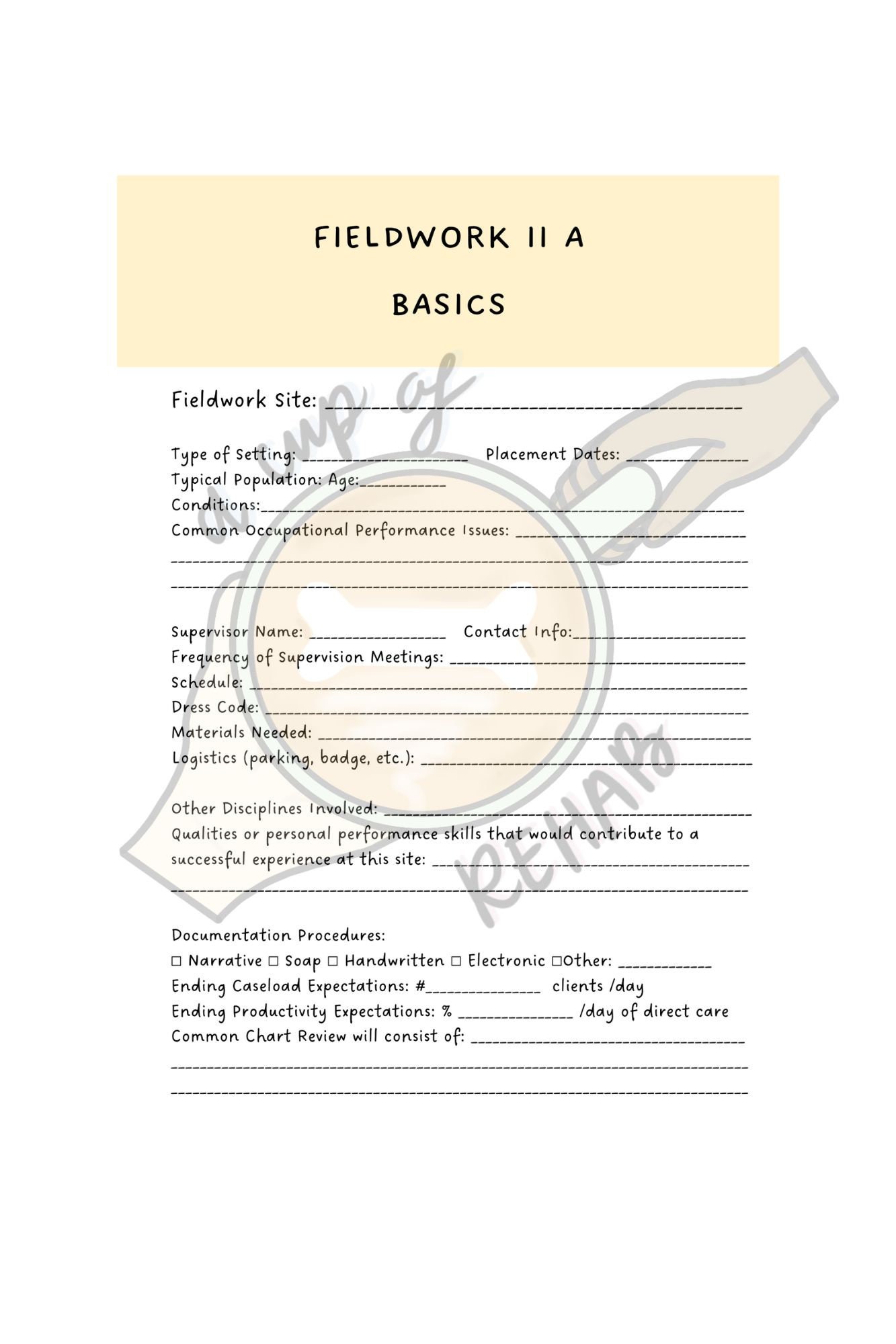 Occupational Therapy Journal | Fieldwork Reflection Guide, Graduation ...