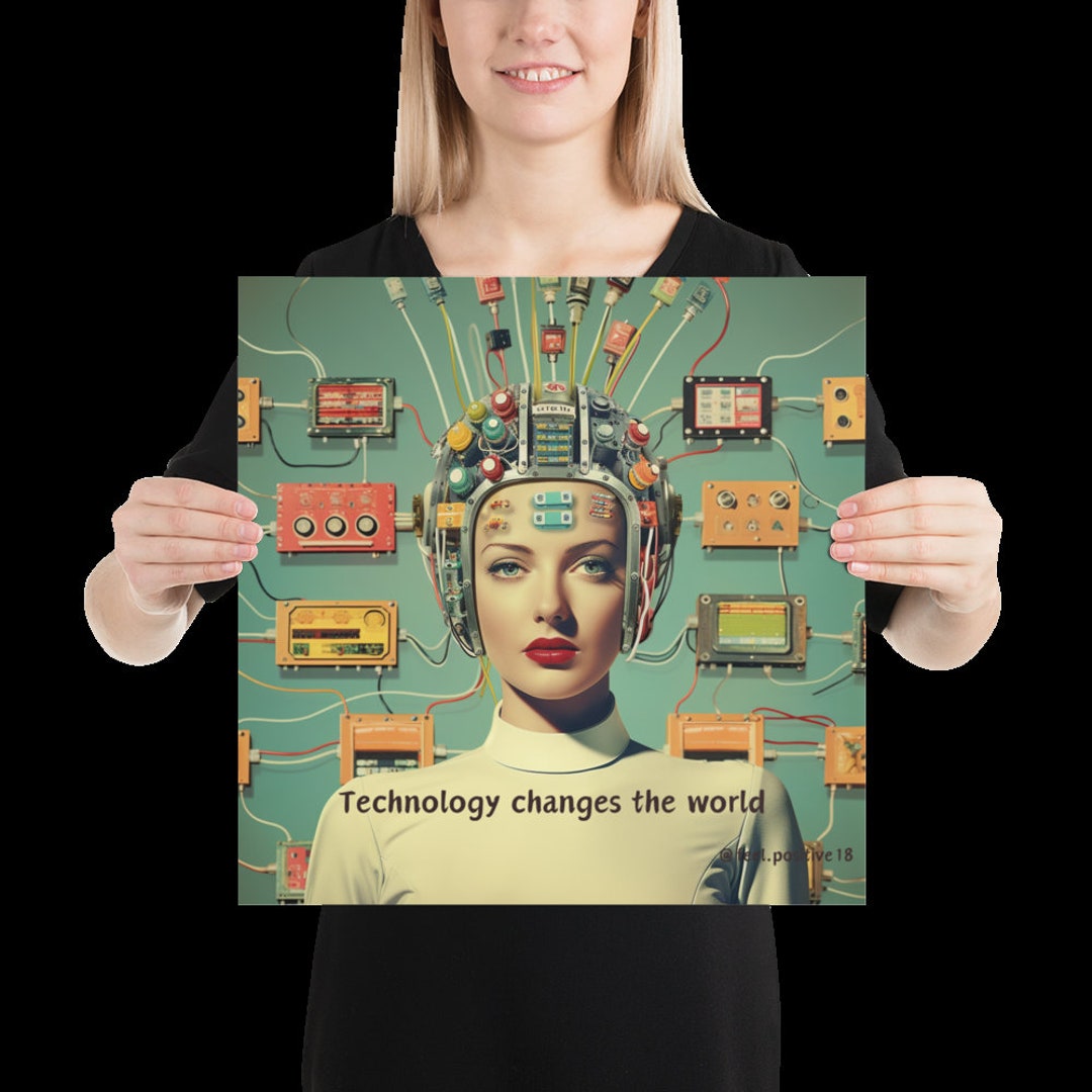 Vintage Woman With Technology Poster Retro Futurism Wall Art - Etsy
