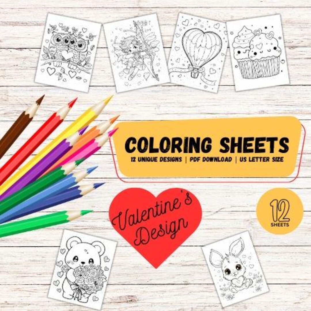 Valentine's Day Coloring Pages | 12 Unique Printable Designs for Kids ...