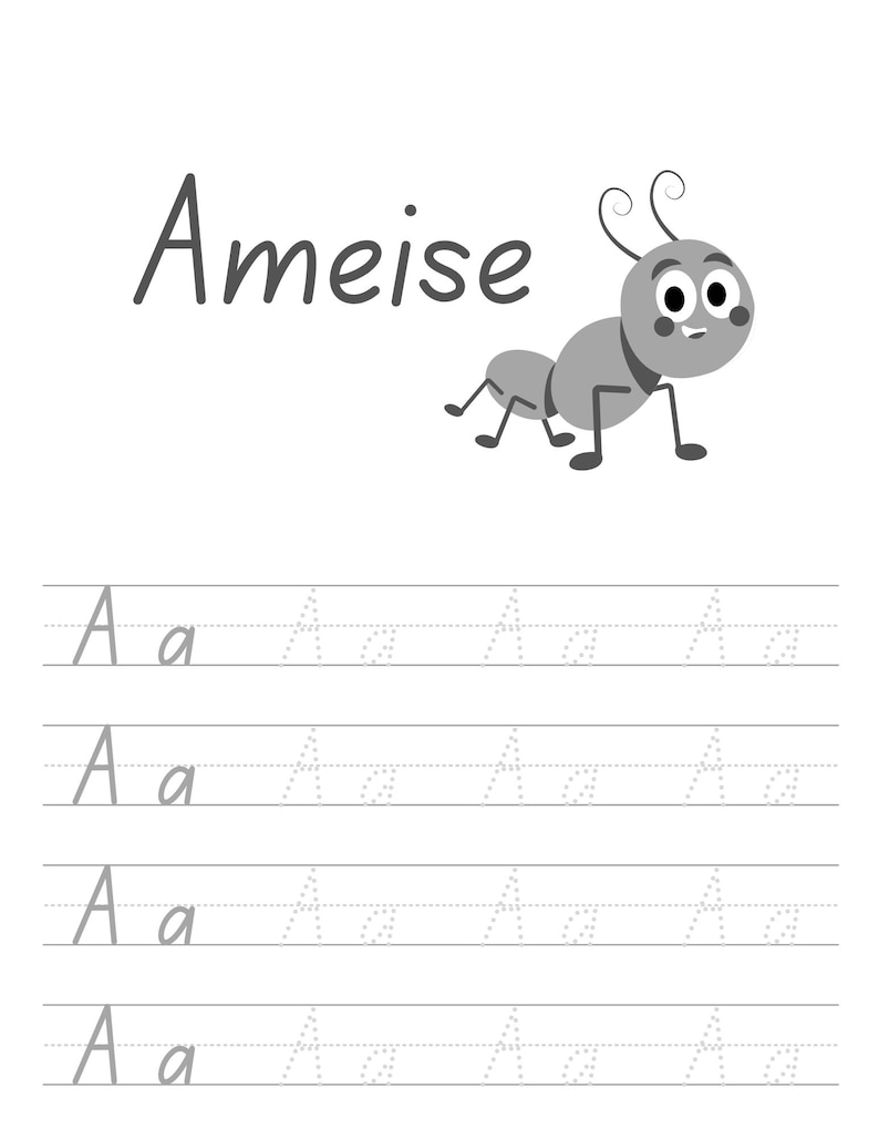 Printable German ABC Letter Tracing Sheets for Kids - Etsy