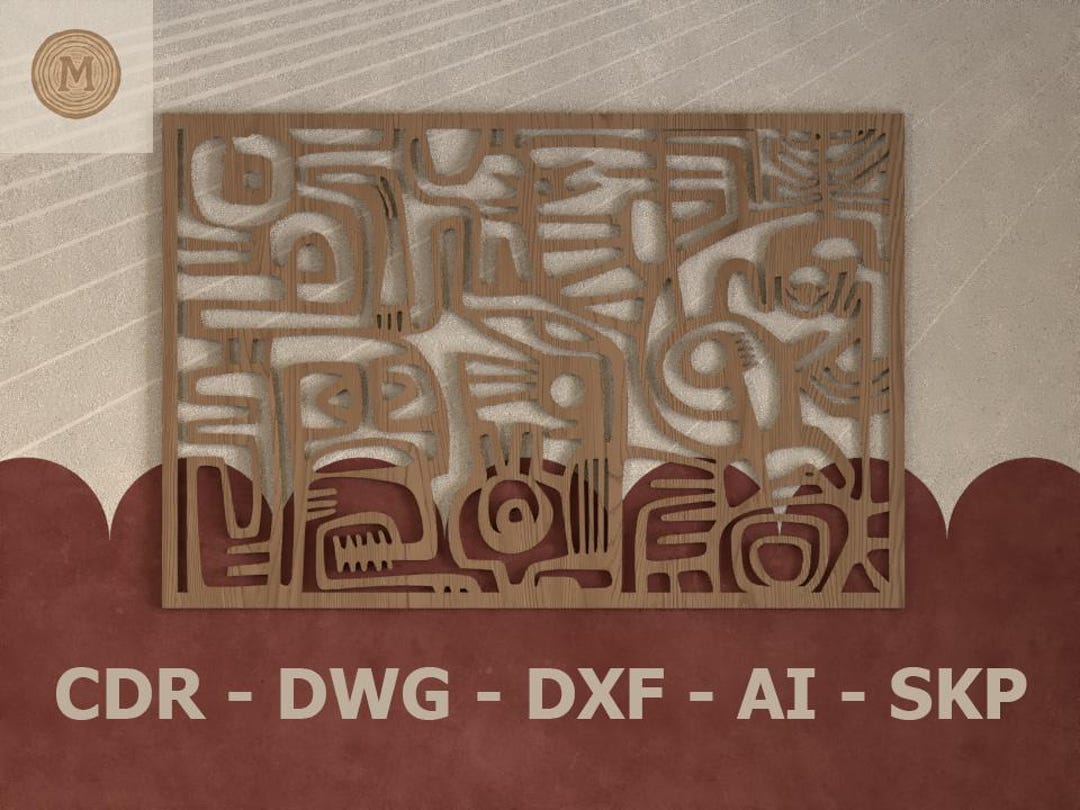 Abstract CNC Wall Art Digital File | Tribal Modern Panel Design | DXF ...