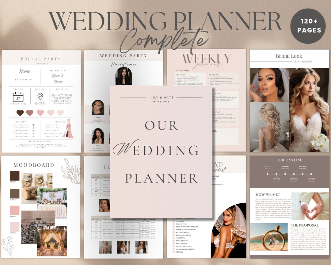120+ Page Printable Wedding Planner Book Template Organizer, Wedding Planning Book and Organizer ...