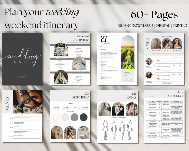 Printable Wedding Itinerary Template Canva Wedding Day Binder, Instant ...