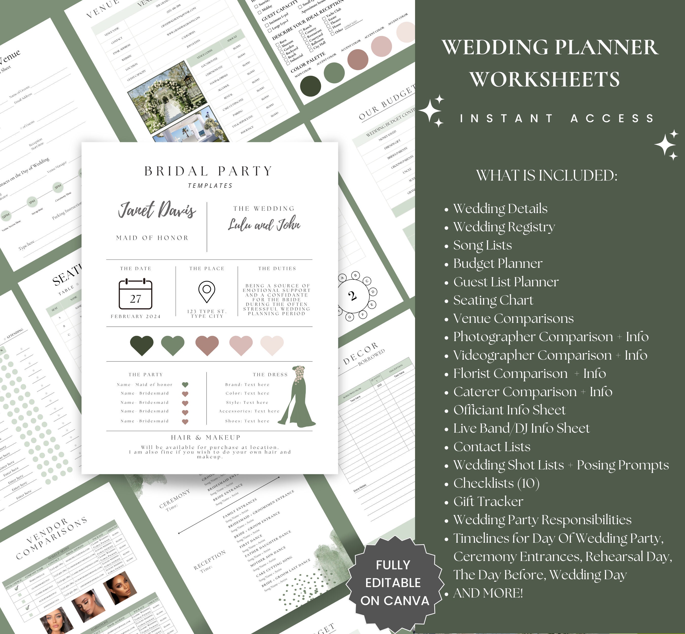 100 Page Printable Wedding Planner Book Template Organizer, Wedding Planning Book and Organizer ...