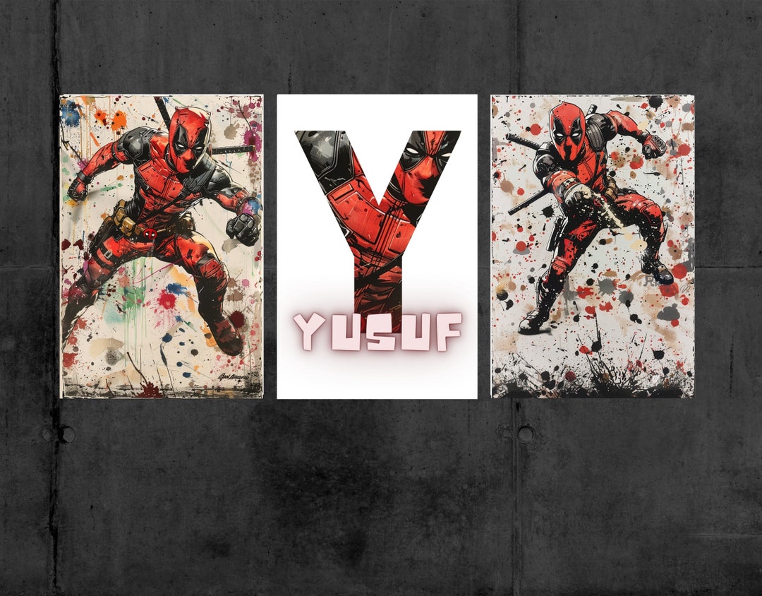 Superhero Deadpool Prints, Kids Bedroom Decor 3 in 1 Gift Set, Deadpool ...
