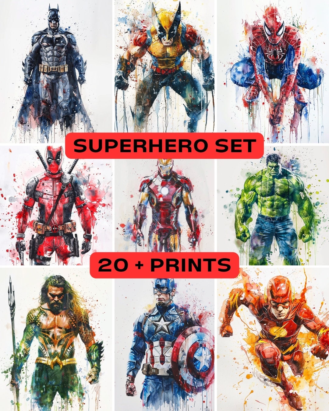 Marvel Superhero Comics Set of 20, Batman Poster, Hulk, Superman ...