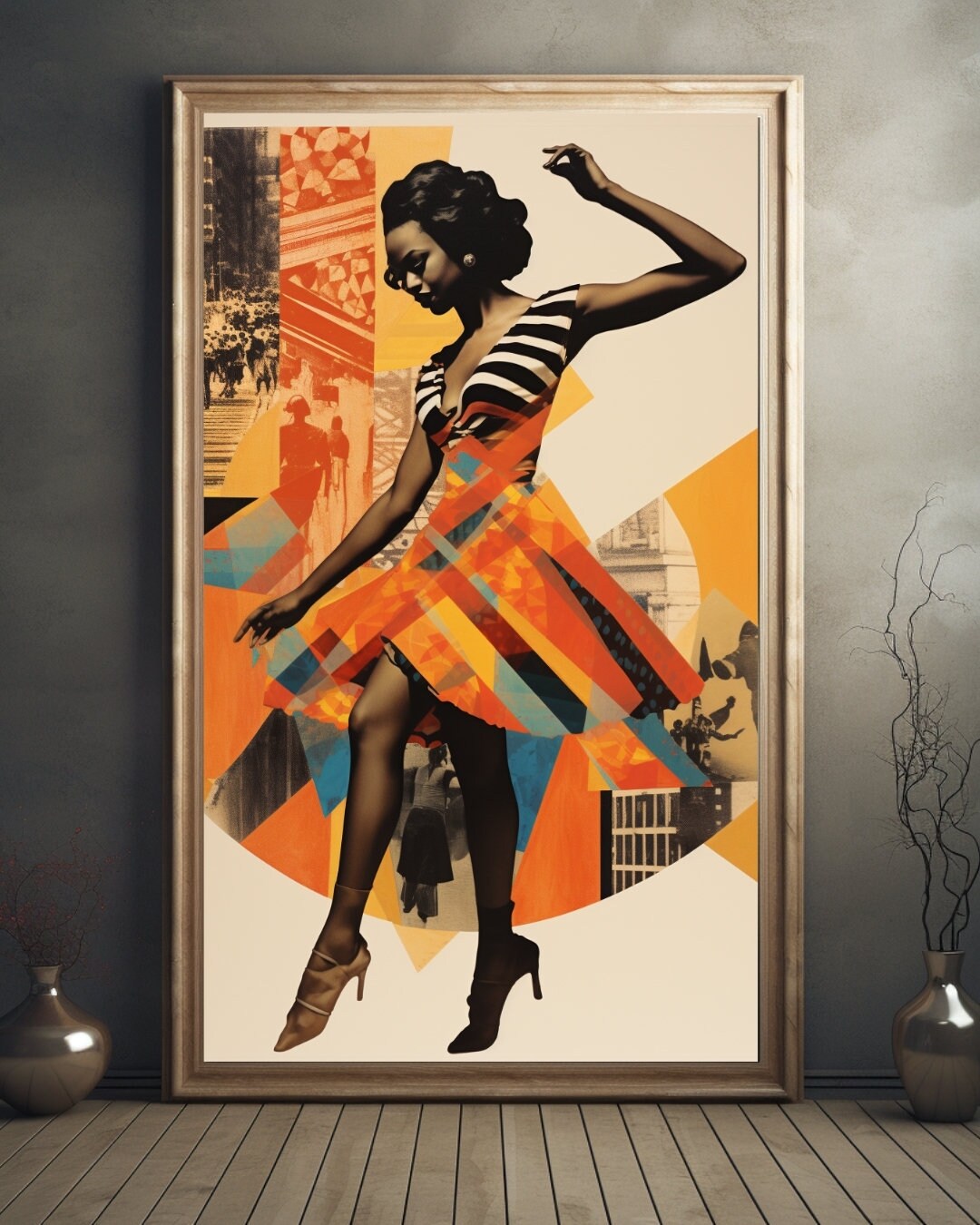 African Influence Colorful Collage, Set of 10 Print, Black & White ...