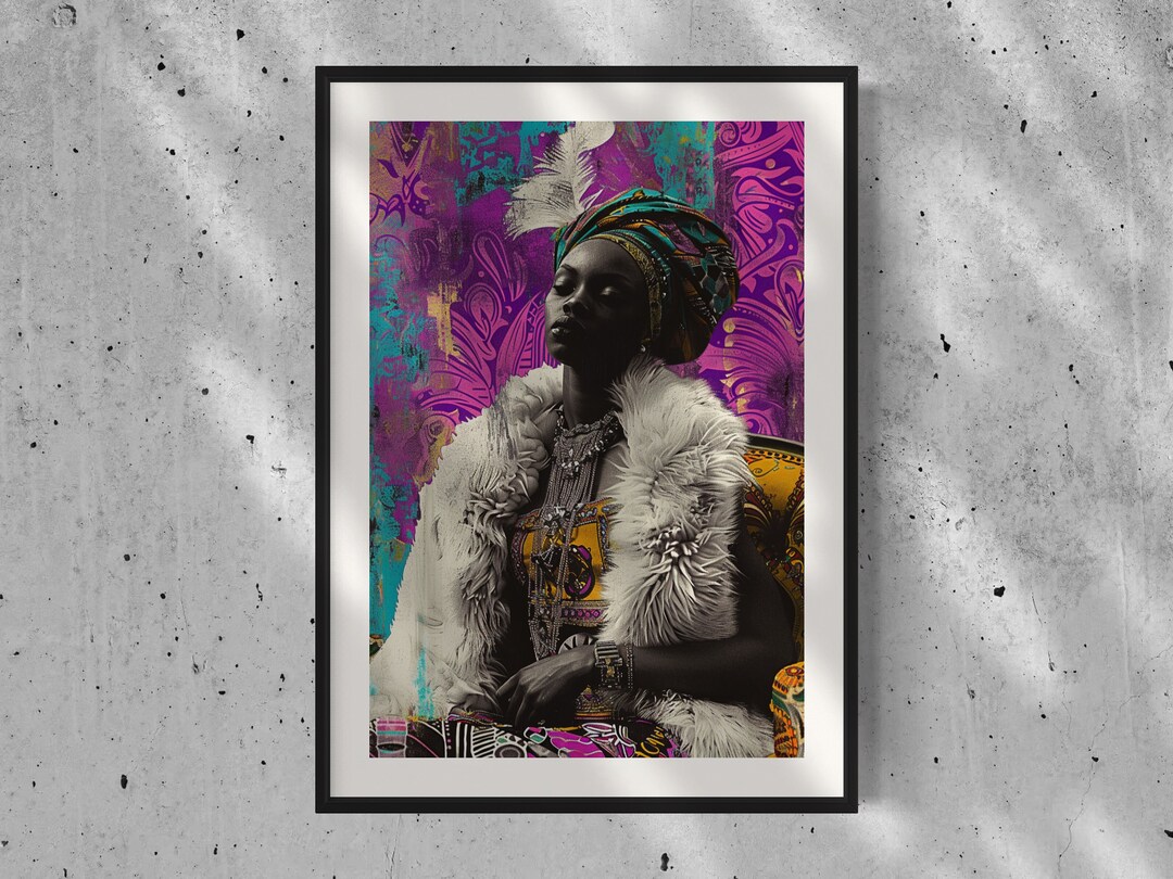 Black Woman Mixed Media Collage Art African Art Decor Vintage Retro ...