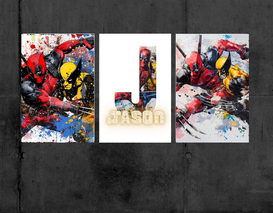 Deadpool Vs Wolverine Kids Superhero Prints, Boys Bedroom Decor 3 in 1 ...