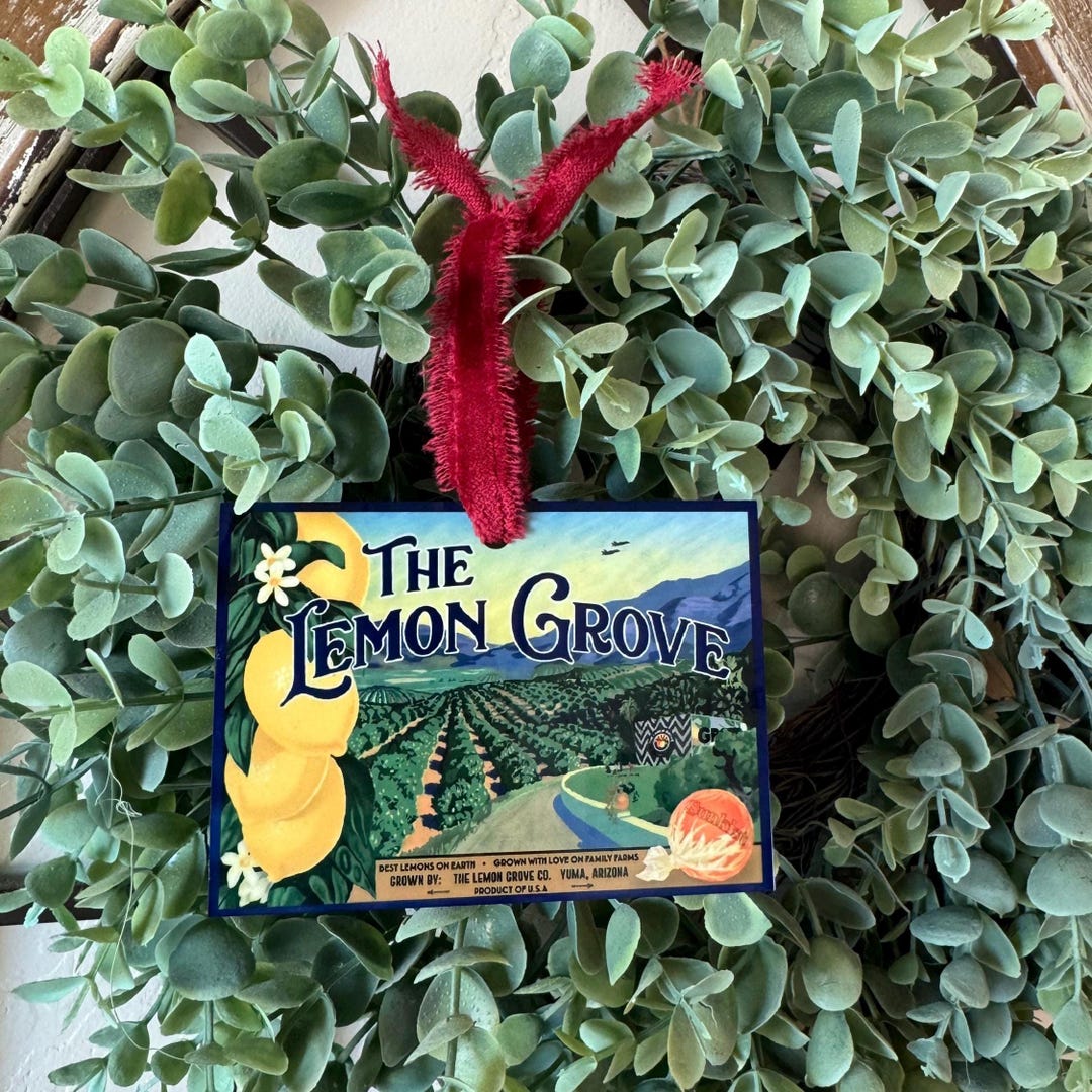The Lemon Grove Crate Label Ornament | Vintage Crate Label Gift Tag - Etsy