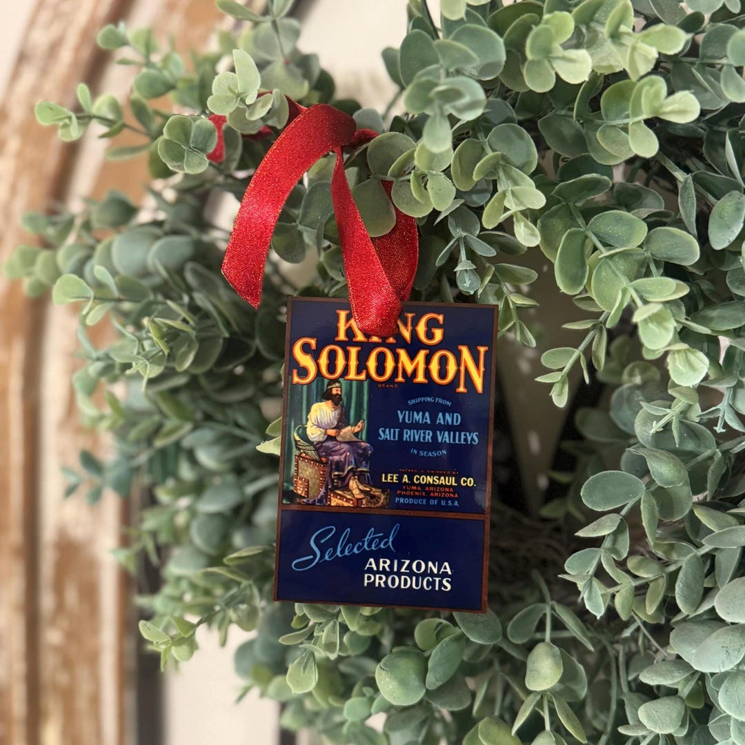 KING SOLOMON Produce Crate Label Ornament | Vintage Produce Crate Label ...