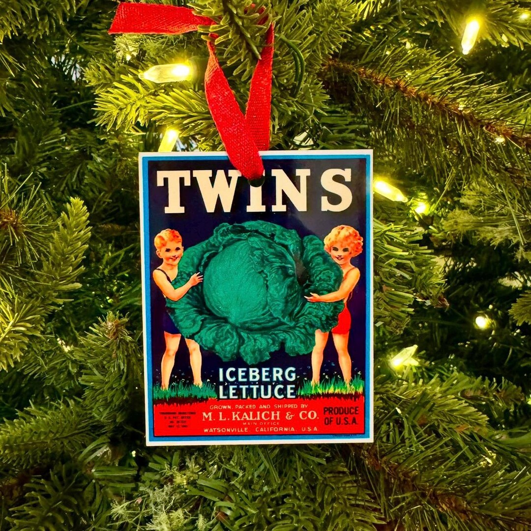 TWINS ICEBERG LETTUCE Produce Crate Label Ornament | Vintage Produce ...