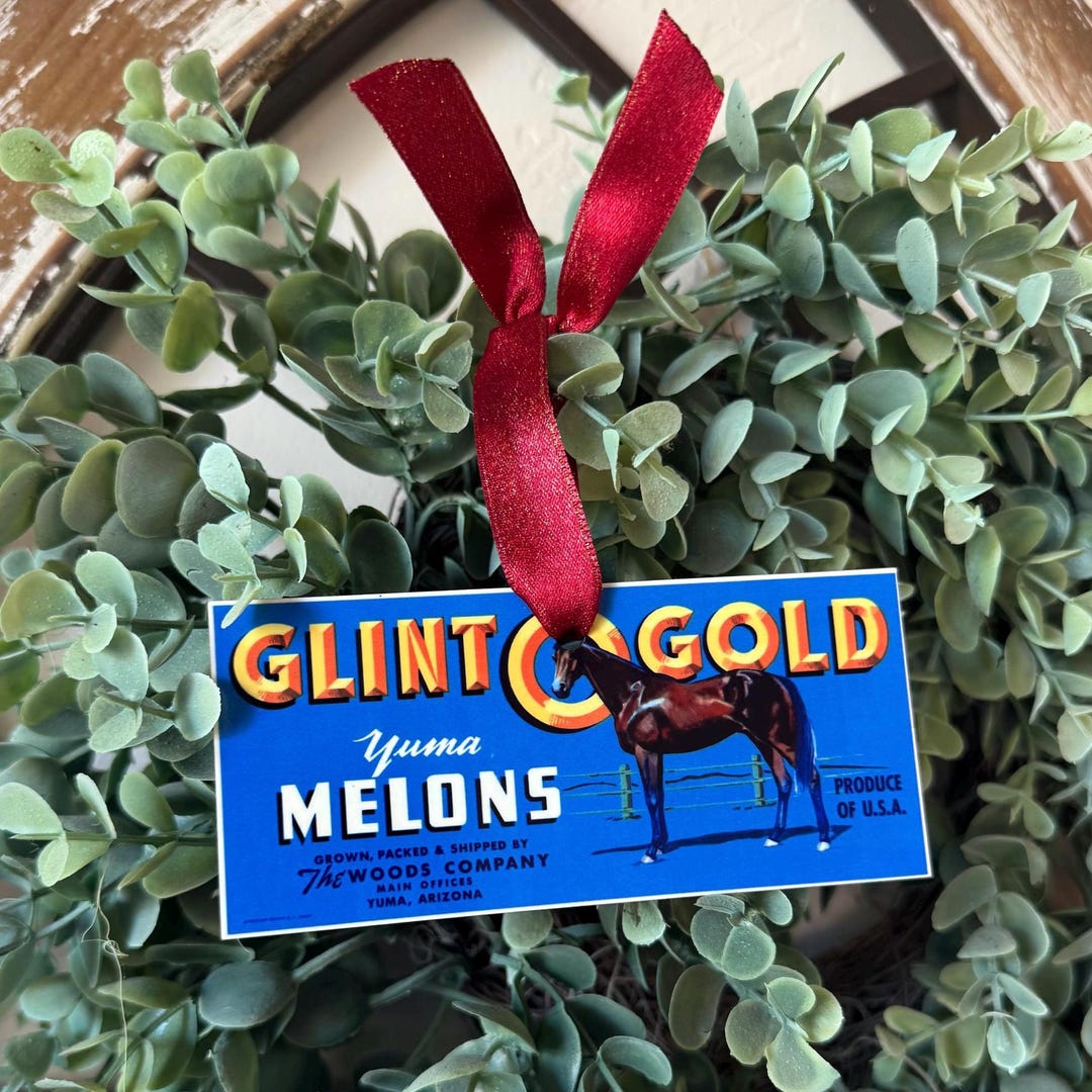 GLINT O GOLD MELONS Crate Label Ornament | Vintage Produce Crate Label ...
