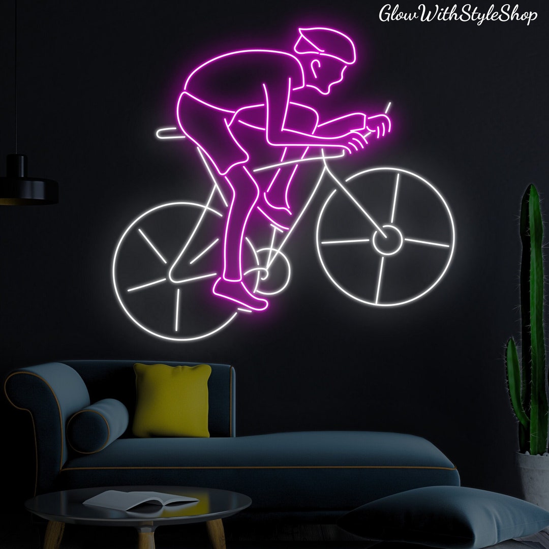 Biker Neon Sign Cycler Led Sign Bicycle Shop Wall Decor - Etsy