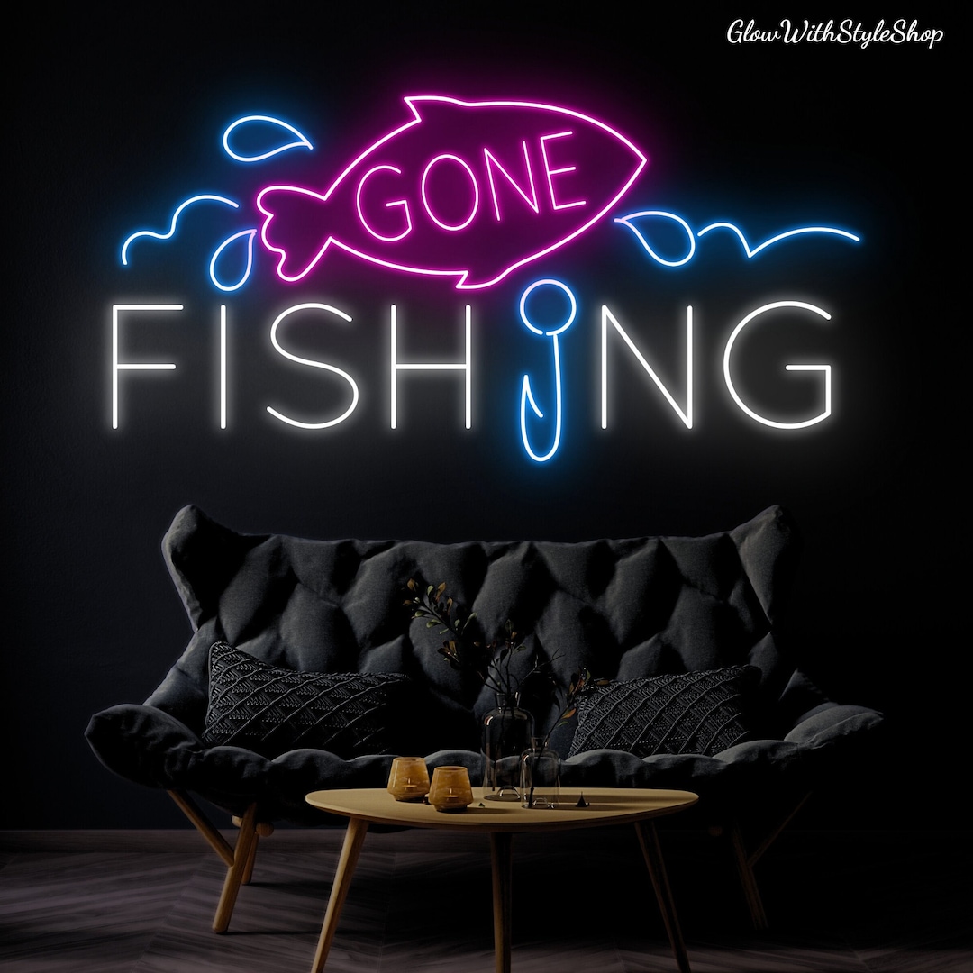 Gone Fishing Neon Sign Fishing Day Led Sign Fishing Hook - Etsy