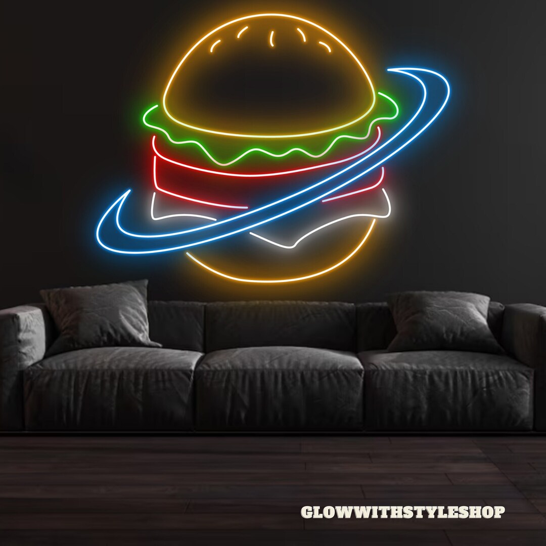 Burger Planet Neon Sign Burger Led Sign Kitchen Decor - Etsy