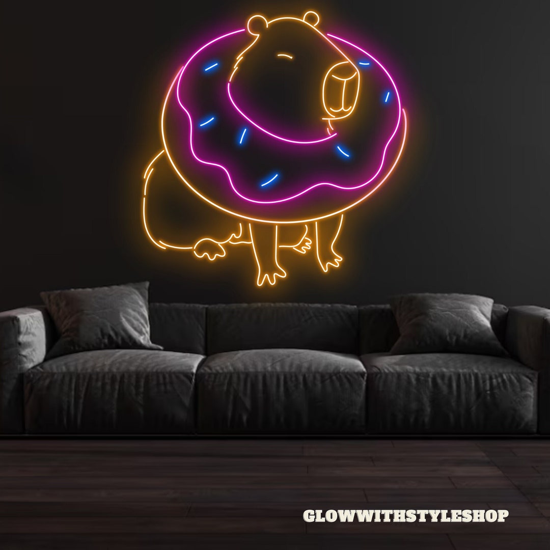 Capybara Donut Neon Sign Capybara Led Sign Kitchen Decor - Etsy
