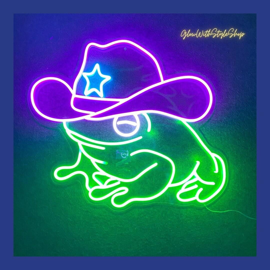 Cowboy Frog Neon Sign Frog Cowboy Led Sign Frog Wall Art - Etsy
