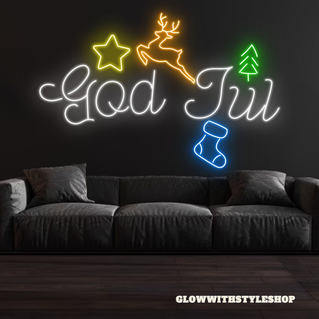 God Jul Neon Sign Christmas Led Sign Merry Christmas - Etsy