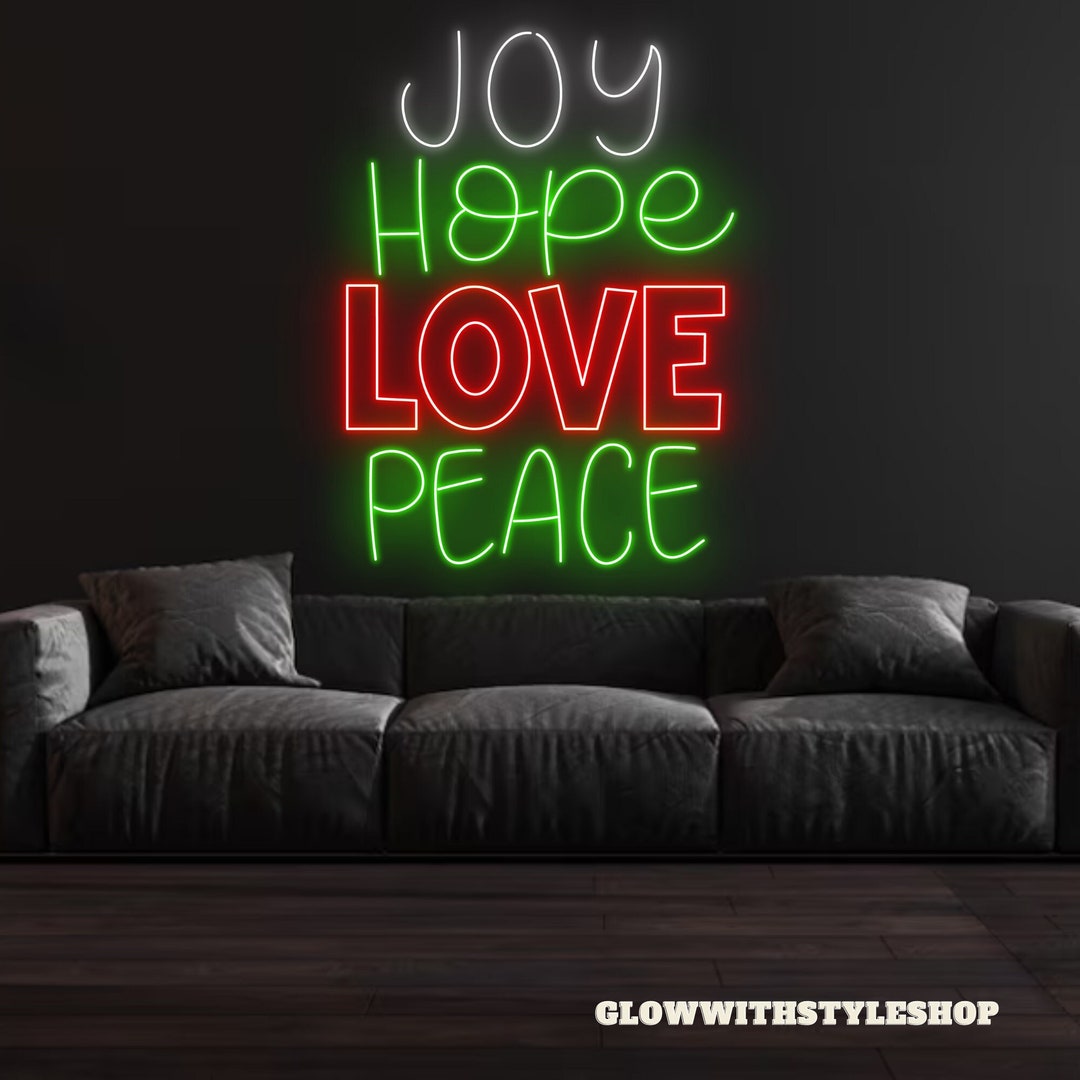 Joy Hope Love Peace Neon Sign Christmas Led Sign Merry - Etsy
