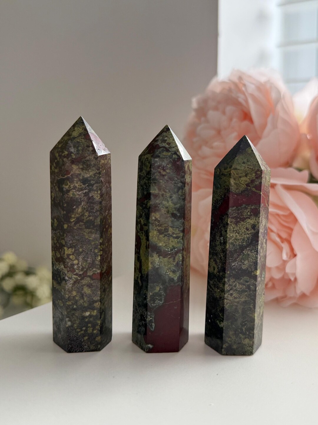 Dragon Bloodstone Tower | Crystal Point Obelisk Chakra Healing Witchy ...