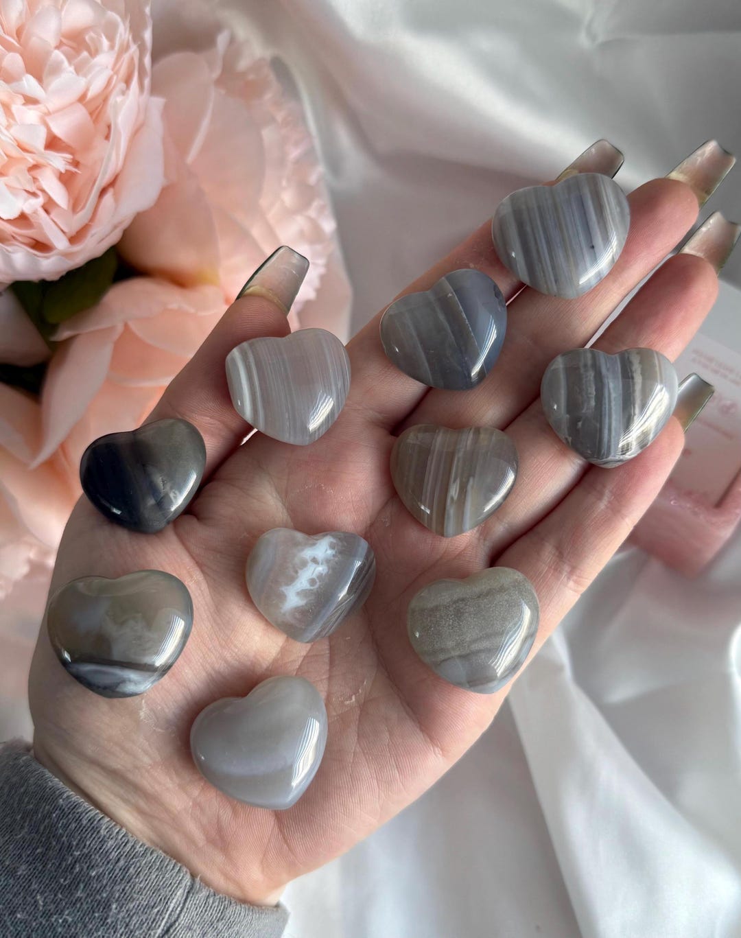 Agate Mini Heart | Banded Crystal Heart Carving Healing Hearts Chakra ...