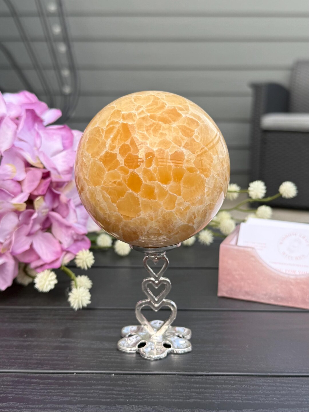 Honey Calcite Sphere | Large 900g Crystal Sphere Healing Chakra Witchy ...