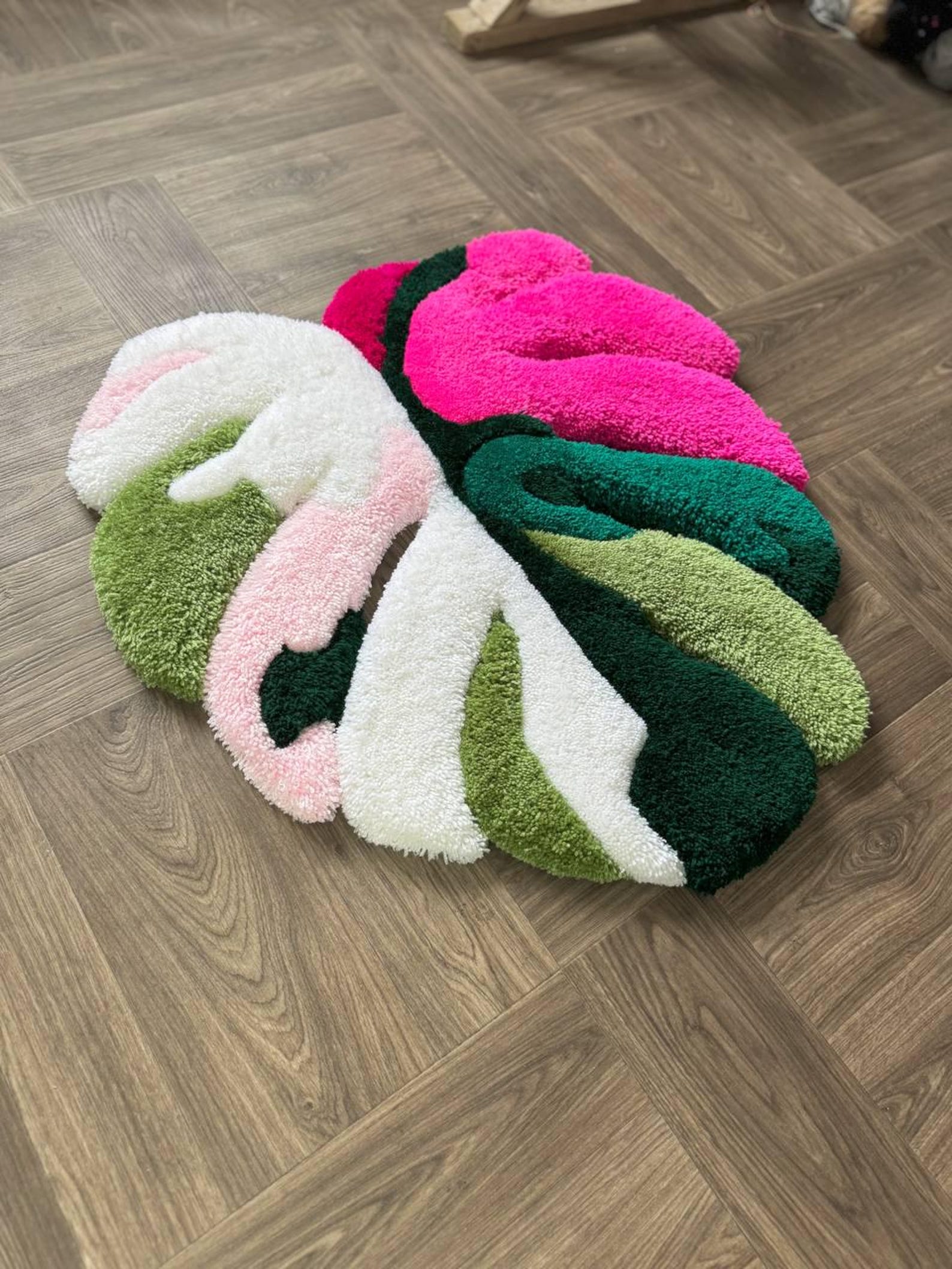 Tufted Fluffy Monstera Rug.custom Rug.flower Rug.rugs for Bedroom ...