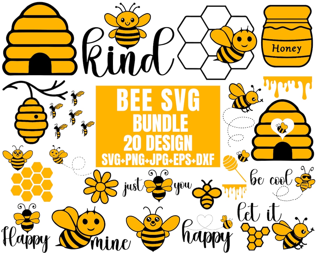 Bee Svg Bundle, Honey Bee, Cute Bee Svg, Bumble Bee Svg, Queen Bee Svg ...