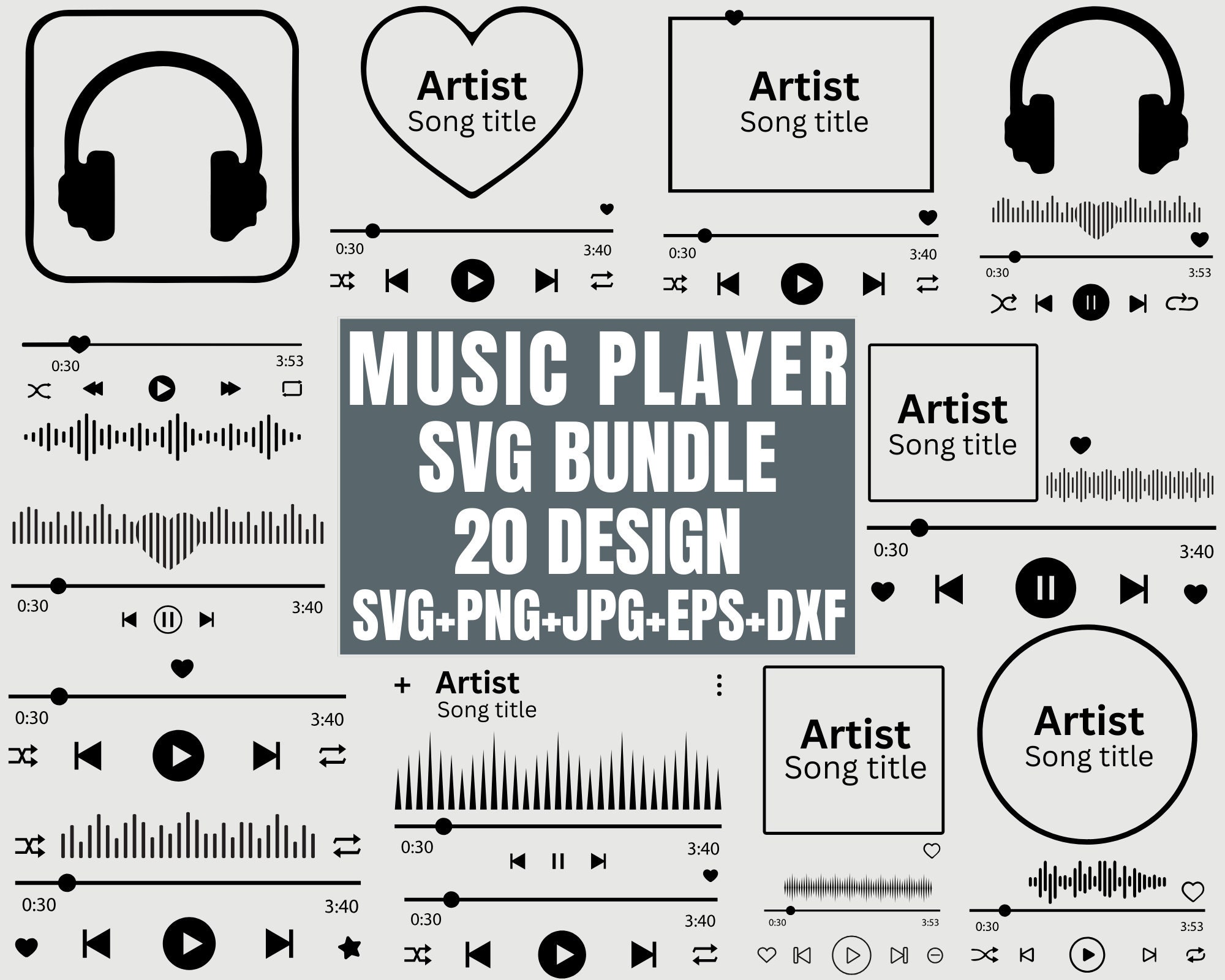 Music Player Svg Bundle, Custom Design Svg, Music Player Display, Album ...