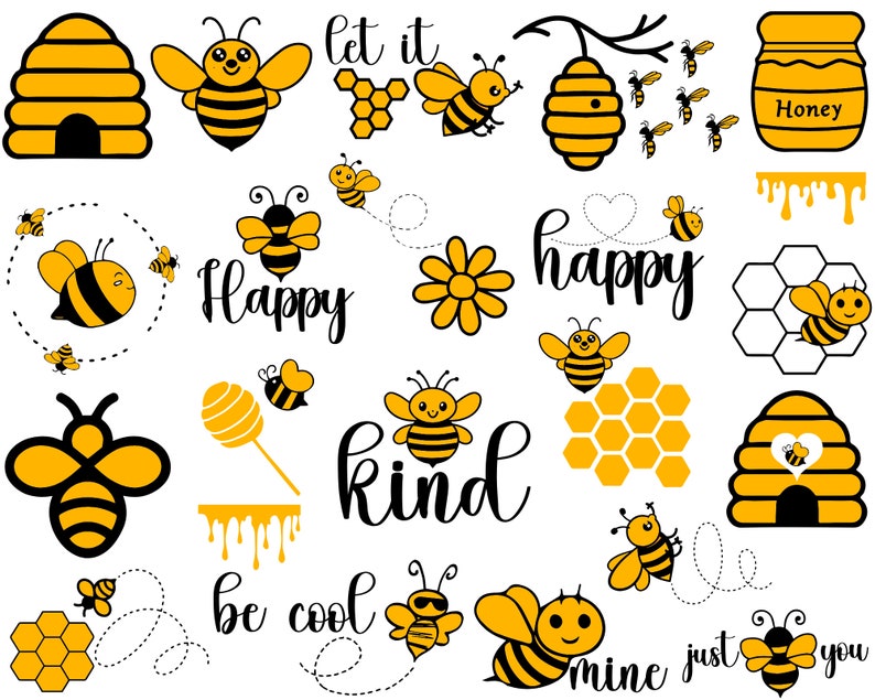 Bee Svg Bundle, Honey Bee, Cute Bee Svg, Bumble Bee Svg, Queen Bee Svg ...