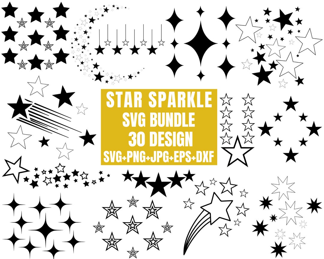 Star Sparkle Svg Bundle, Shinning Star Svg, Star Svg, Star Moon Svg, Night Star Svg, Christmas ...